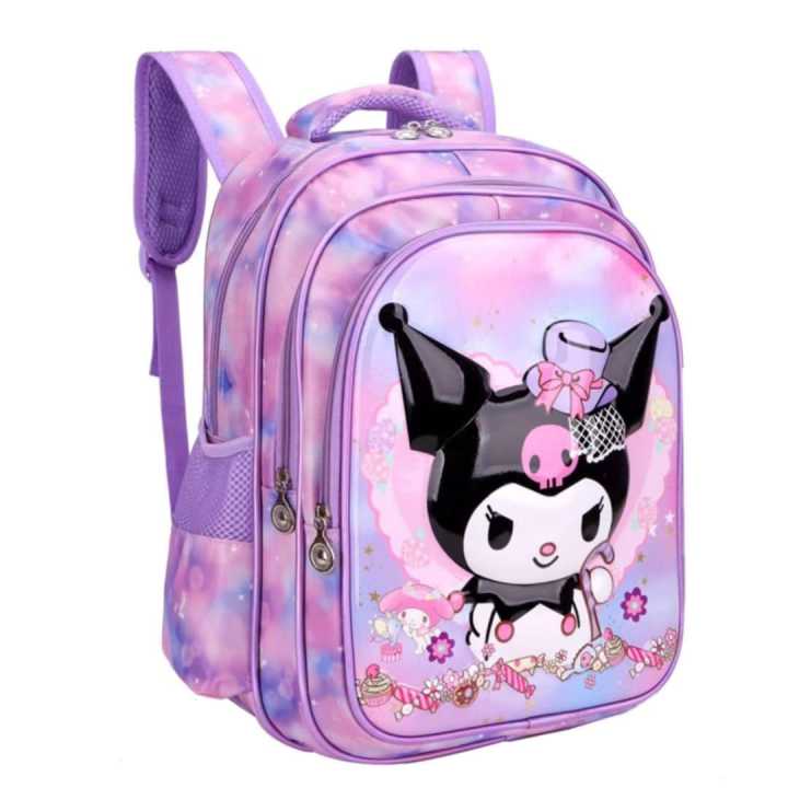 Kuromi Backpack 16 inches School Bag for Girl Kids Three Compartments ...