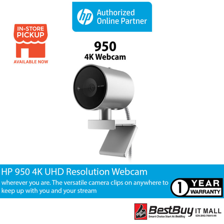 HP 950 4K UHD Resolution Webcam - 103 Degree Field of View , AI Face ...