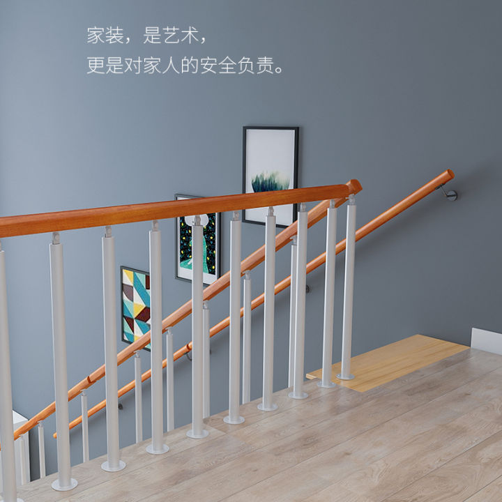 Simple style solid wood staircase handrail duplex attic fence villa ...