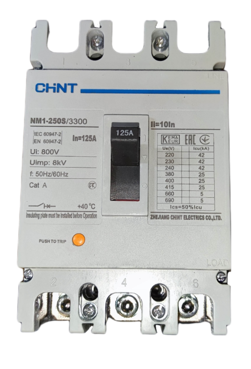 125A 3 Pole Industrial Circuit Breaker 3 Phase 250AF 25 KAIC 400V ( Chint) NM1-250S/3300/125A ...