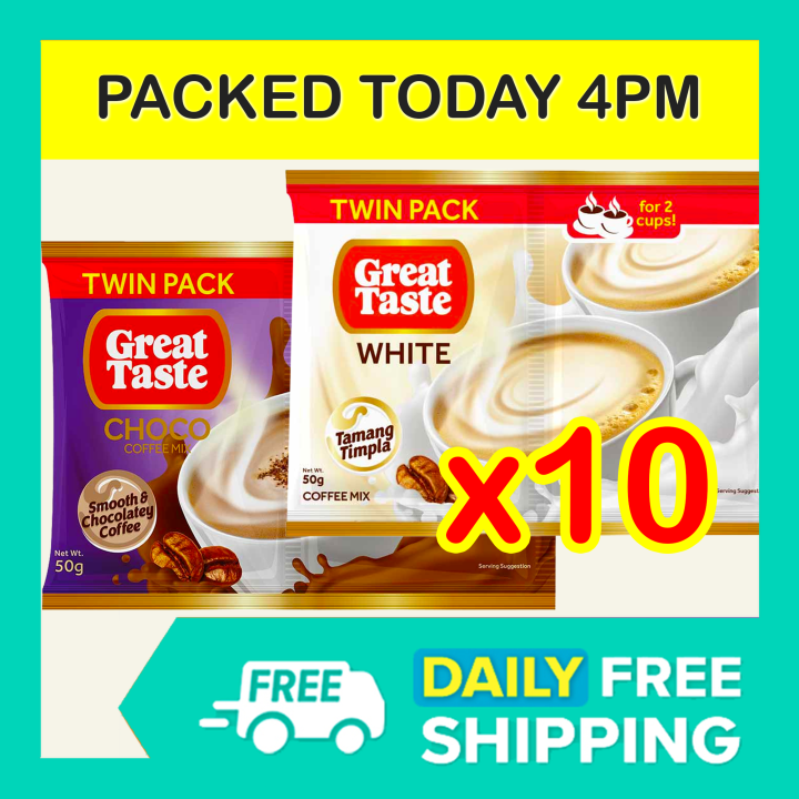 10 packs GREAT TASTE CHOCO TWIN PACK 3 IN 1 Instant Coffee (10x 2x 25g ...