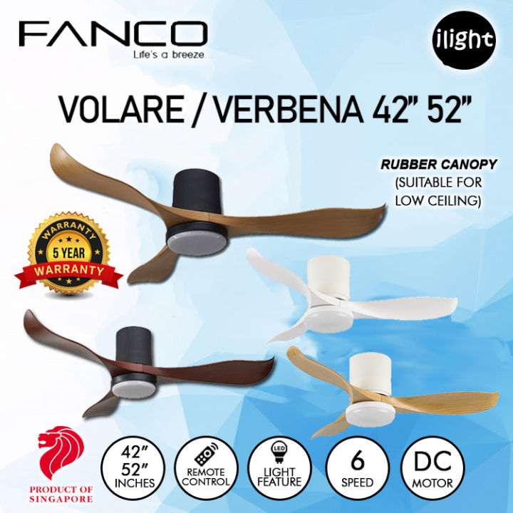 FANCO | VOLARE / VEBERNA 42 52 Inch DC MOTOR 3 BLADE WITH 3C LIGHT 6 ...