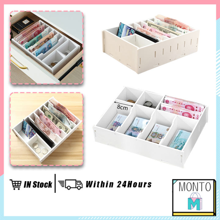 8Grid PVC Desktop Cash Drawer Box Cashier Money Coins Separator ...