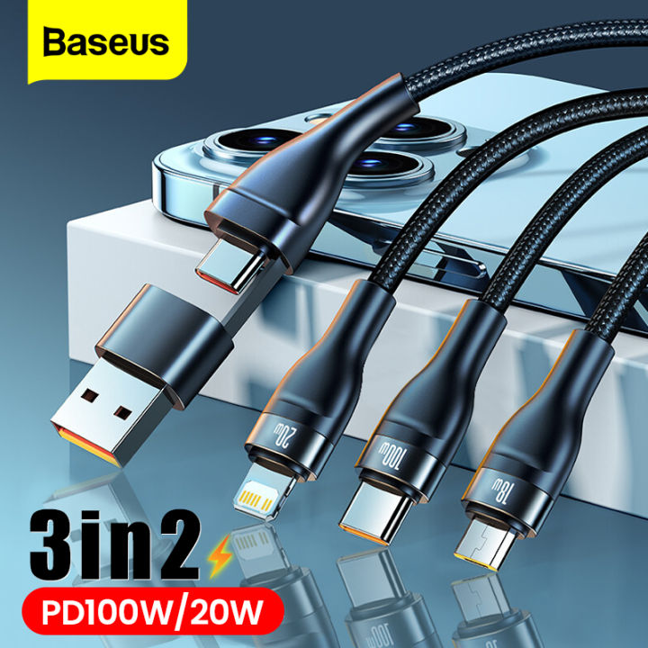 Baseus 3 in 1 USB Type C Cable PD 100W Fast Charging Date Cable For ...