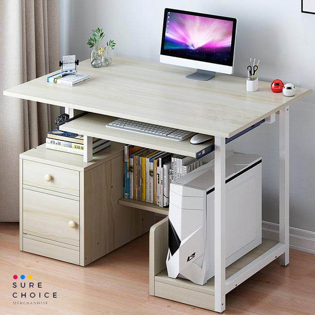 SCM Computer Study Writing Gaming Table Desk with Keyboard Tray CPU ...