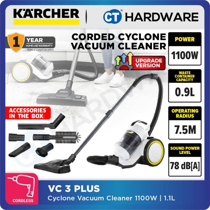 Karcher VC3 Plus Multi-Cyclone Vacuum Cleaner 1100W [Bagless Vacuum Cleaner] (VC3PLUS) | Lazada
