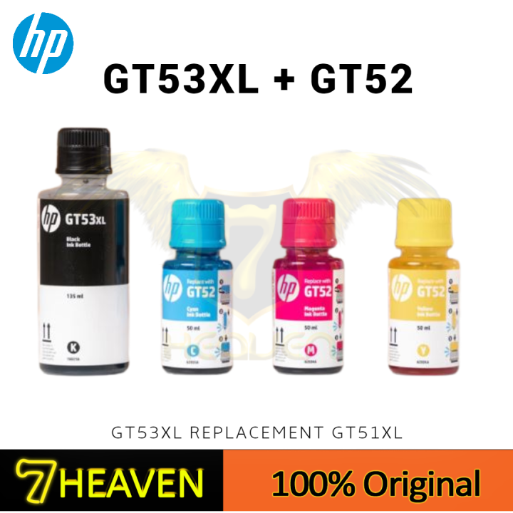 HP GT51XL GT53XL GT52 Genuine Official Original Ink Bottle (C,Y,M,BK) 4 ...