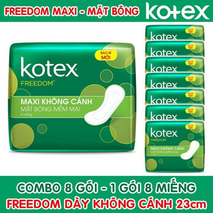 Lốc 8 gói Băng vệ sinh Kotex Freedom mặt bông mềm mại không cánh 8 ...