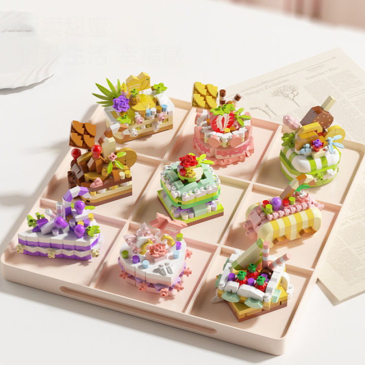 Simulation party desserts, colorful triangular cake building blocks ...