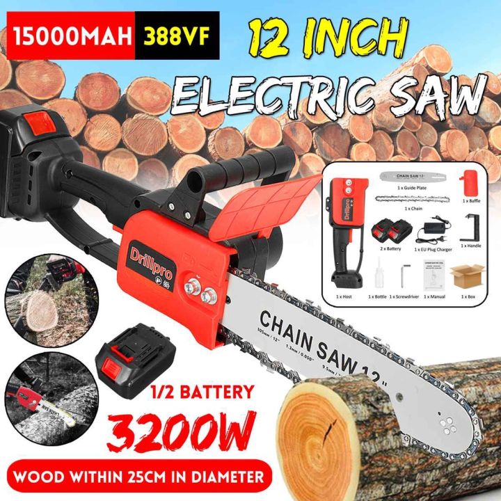 12 inch Electric Cordless Chainsaw One-Hand Saw Chain Saw Wiht Battery ...