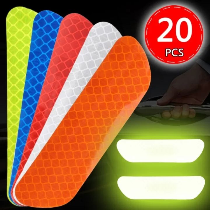 20pcs Car Bumper Warning Stickers Night Safety Reflective Strip Tape ...