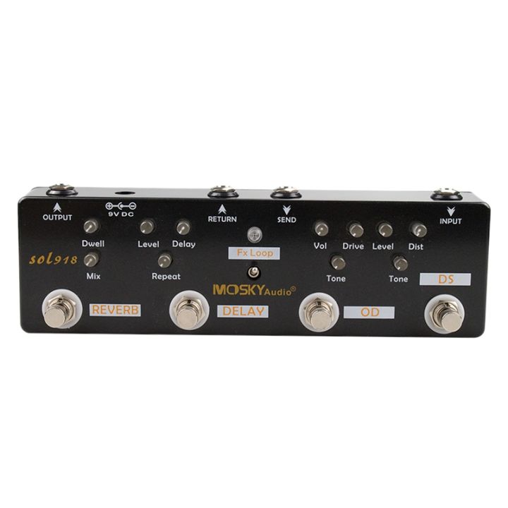 MOSKY Sol918 5-In-1 Guitar Multi-Effect Pedal Distortion Delay Reverb Overdrive Effect Pedal FX ...