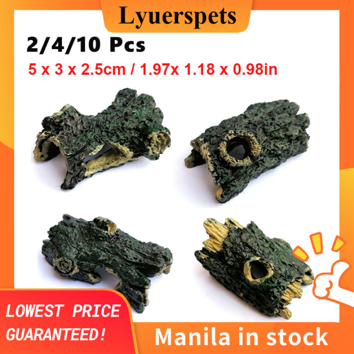 Aquarium Shrimp Hide Cave Fish House Betta Cave Resin Bark Hollow Hole ...