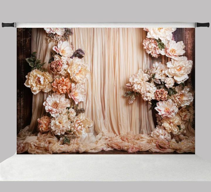 7x5ft Pink Cloth Flowers Photography Backdrop Wedding Portrait Photo ...