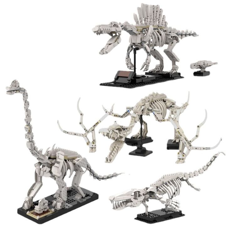 MOC Ideas Jurassiced Dinosaur Skeleton Fossil Giraffatitan Tyrannosaurus Rex 21320 Building ...