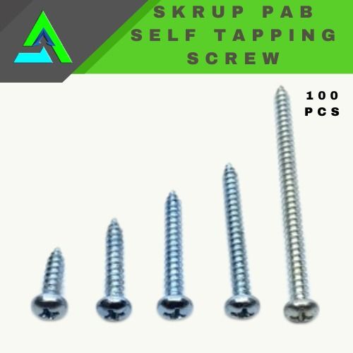 PAKET 100 PCS SKRUP PAB # 6 X 5/8" TAPPING SCREW / SKRUP KEPALA OBENG ...