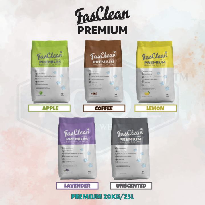 FASCLEAN PREMIUM BENTONITE WITH ACTIVATED CARBON CAT LITTER 20KG ...