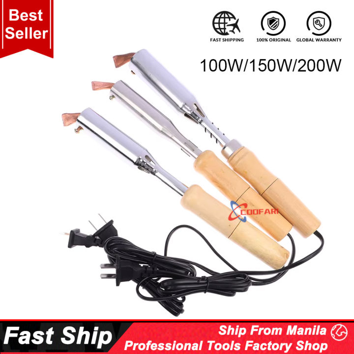 100W/150W/200W Electric Soldering Iron Solder Welding Chisel Tip Wood ...