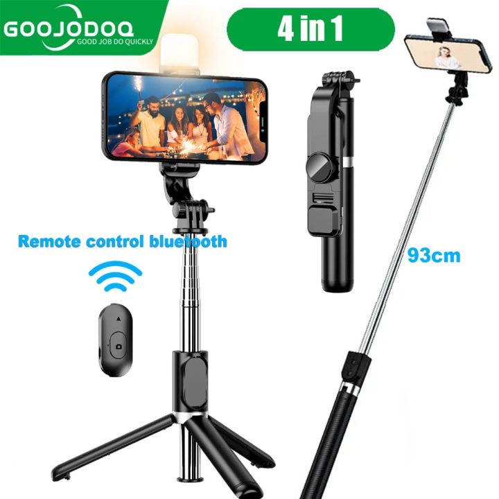 GOOJODOQ 4 in 1 Multifunctional Selfie Stick 360° rotation with LED ...