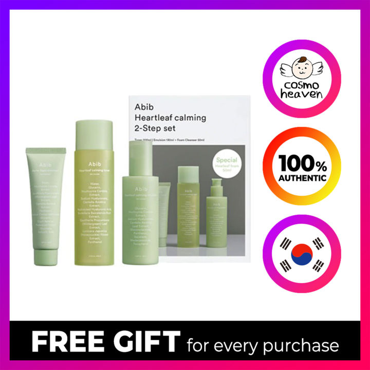 Abib Heartleaf Calming 2-Step set (Toner 200ml, Emulsion 130ml, Foam ...