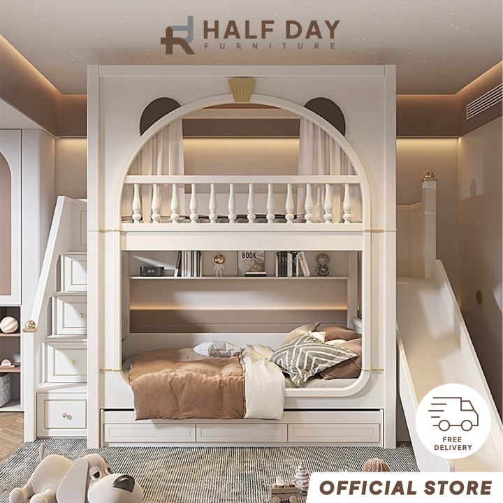(Pre-Order) Halfday - Children's Same Width and Height Bunk Bed: Solid ...