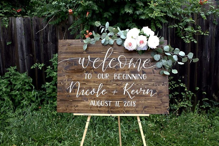 Personalized Wedding Wood Sign Welcome to Our Beginning Wooden Plague ...