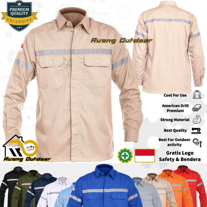 Baju Kemeja Safety Wearpack K3 Pria Wanita Lengan Panjang - Pakaian ...
