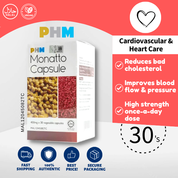 PHM Monatto Capsules with Red Yeast Rice Vegetable Capsule Glycine Max ...