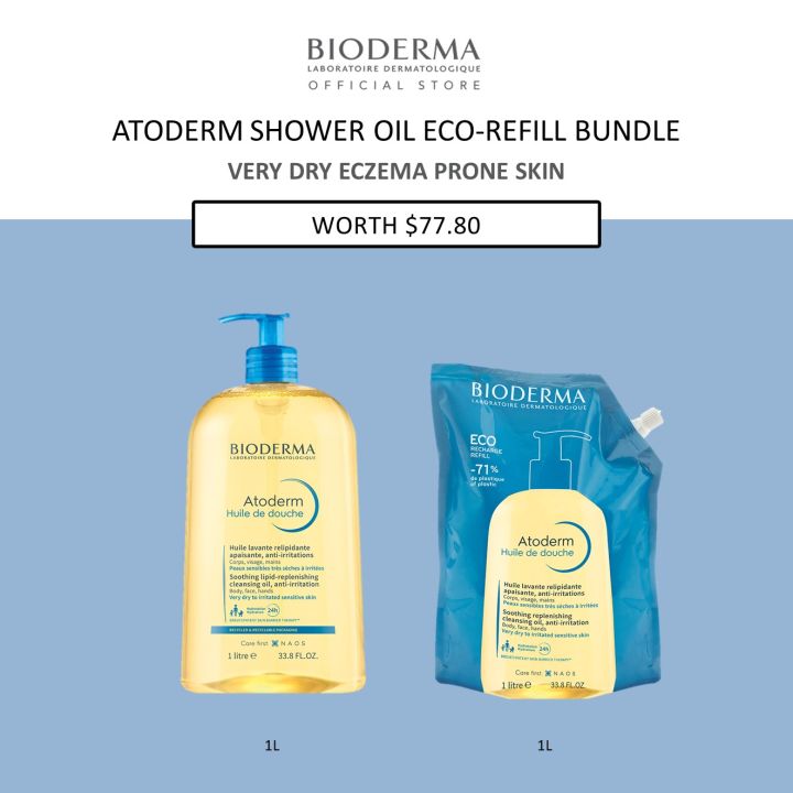 Bioderma Atoderm Huile de douche Anti-irritation Shower Oil Eco-Refill ...