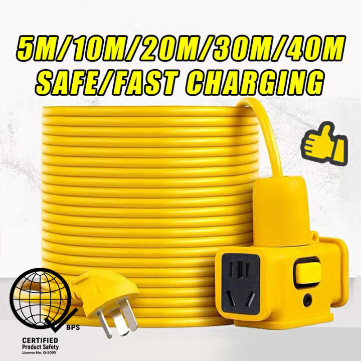 Zeus Extension cord electric vehicle charging socket long plug row 5M ...