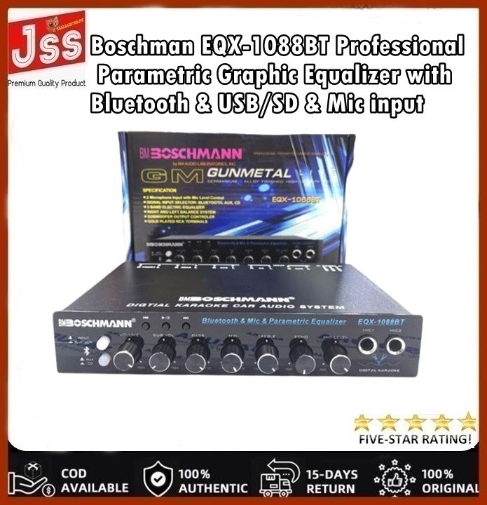 Boschman EQX-1088BT Professional Parametric Graphic Equalizer with Bluetooth & USB/SD & Mic ...