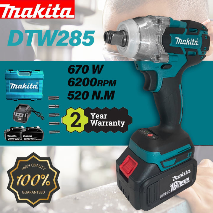 Makita บล็อกไฟฟ้า บ๊อกแบตไร้สาย ประแจไฟฟ้าไร้สาย คุณภาพสูง DTW285 แบต 2 ...