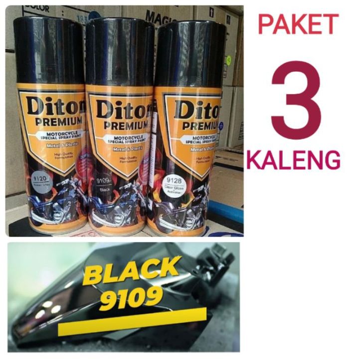 PAKET-3 KALENG pilok pilox cat semprot diton premium black 9109 400cc ...