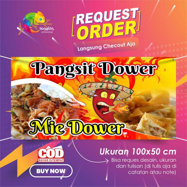 Spanduk 100x50 Banner Pangsit Dower Mie Dower Custom Desain | Lazada ...