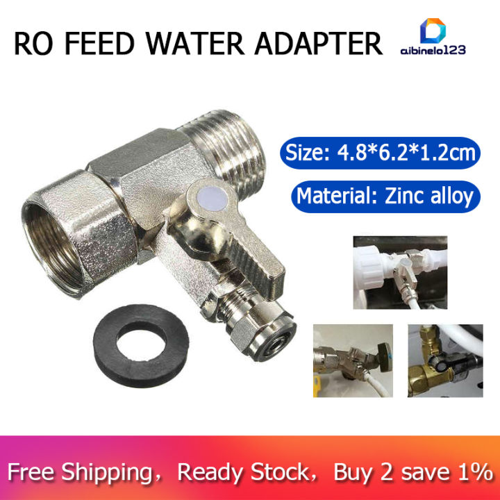 RO Feed Water Adapter 1/2" to 1/4" Ball Valve Faucet Tap Feed Reverse ...