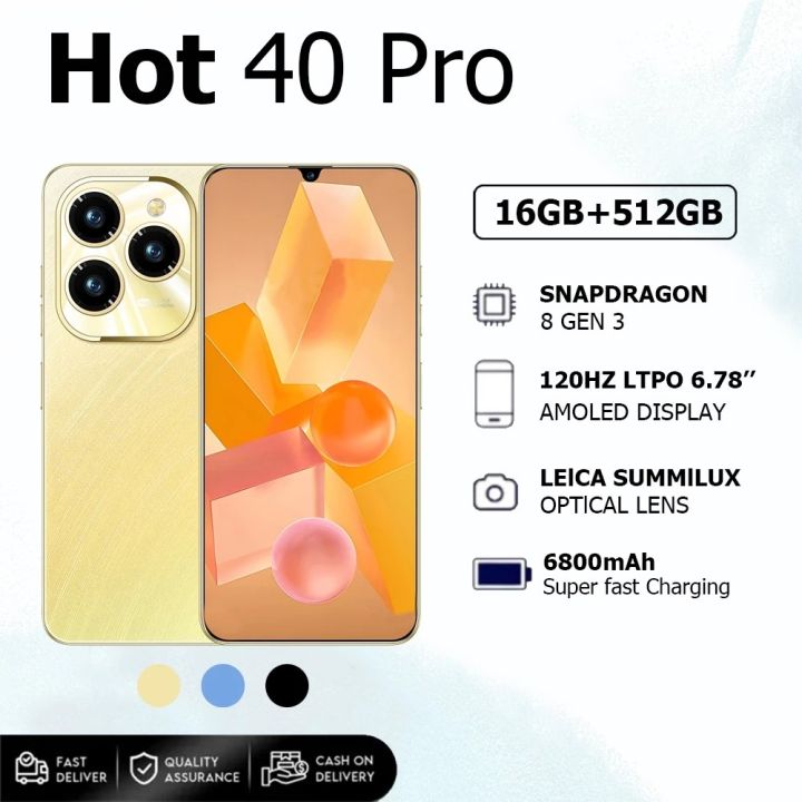 Hot 40 Pro 16GB+512GB Cellphone 5G Global Original Smartphone 6.8 inch ...