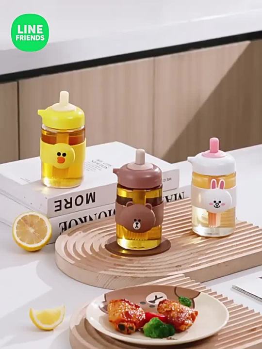 [Line Friends] กระป๋องน้ำมันซีอิ๊วและน้ำส้มสายชูขวดปรุงรสขวดน้ำมันขวด ...