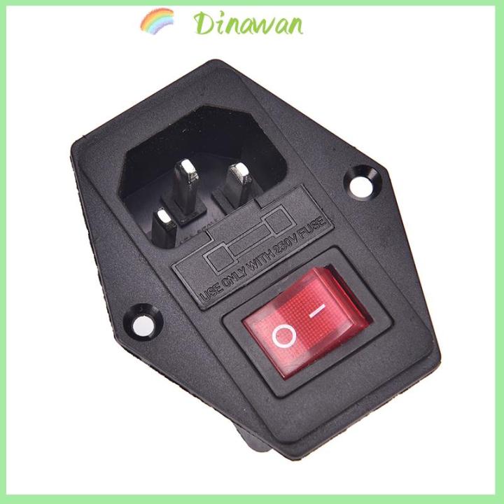 Dinawan NEW 3 Pin AC Inlet Male Plug Power Socket With Fuse Switch 10A ...