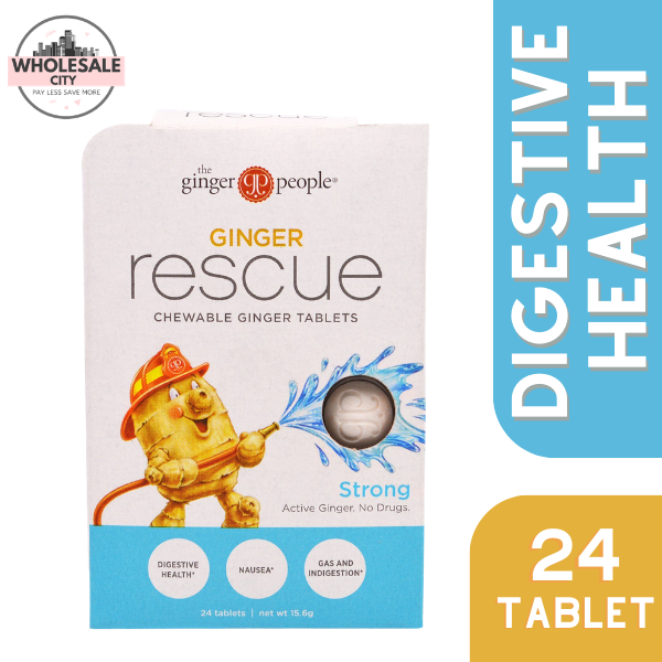 Ginger Rescue Chewable Tablets Strong 24 Tablets Treat Indigestion Gas ...