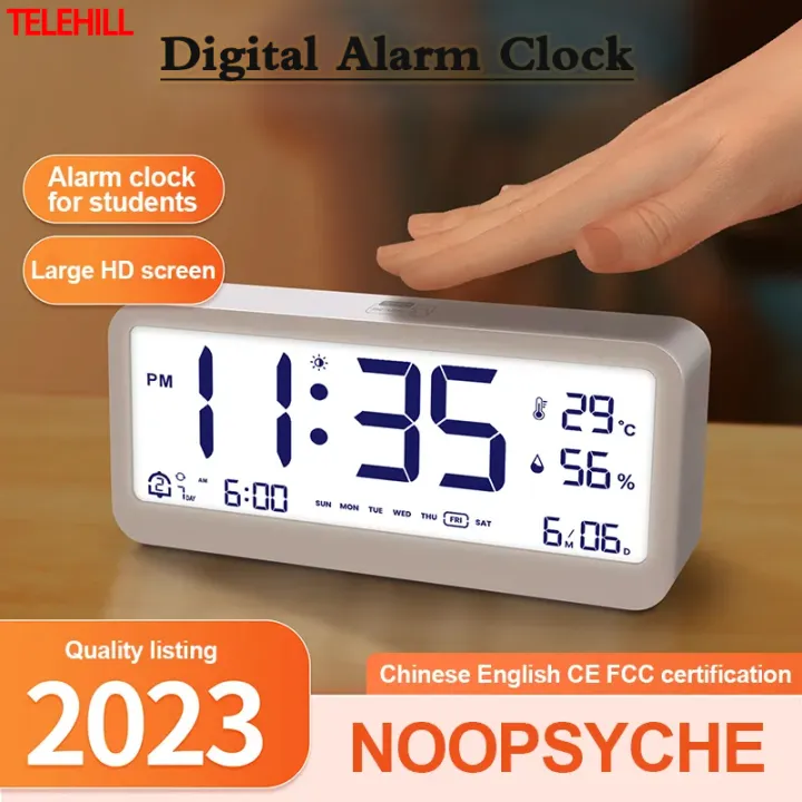 LCD Digital Alarm Clock Mute Electronic Clock Temperature Humidity ...