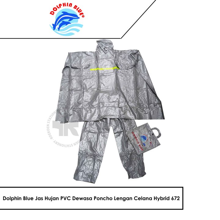 Dolphin Blue Jas Hujan PVC Dewasa Poncho Lengan Celana Hybrid 672 ...