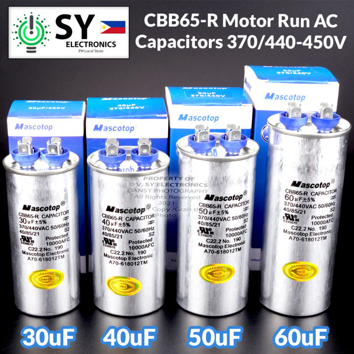 CBB65-R 30-60uF 440V AC Motor Start Run Aircon Metal Single Capacitor 30uF / 40uF / 50uF / 60uF ...