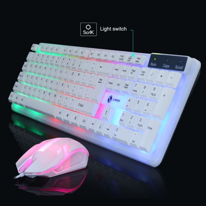 104 keys Rainbow Gaming USB Wired Keyboard GTX300 colorful button mouse ...