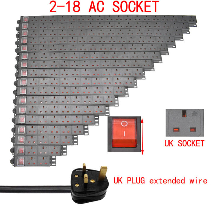 13A PDU Power Distribution Unit 2-18 Ways UK 3 pin output Power Socket ...