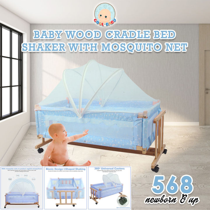Coolbaby Baby Cradle Swing Bed Wooden Crib with Mosquito Net | Lazada PH