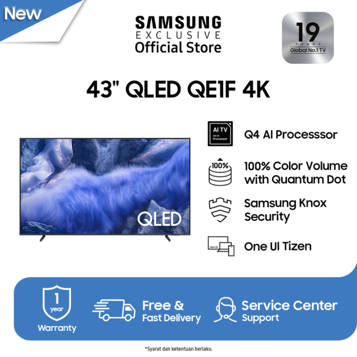 [Online Exclusive] Samsung Smart TV 43" QLED 4K QE1F | Q4 AI Processsor| Samsung Knox Security ...
