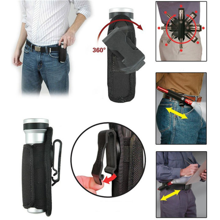 Tactical Flashlight Pouch 360 Degree Rotating Universal Waist Bag ...