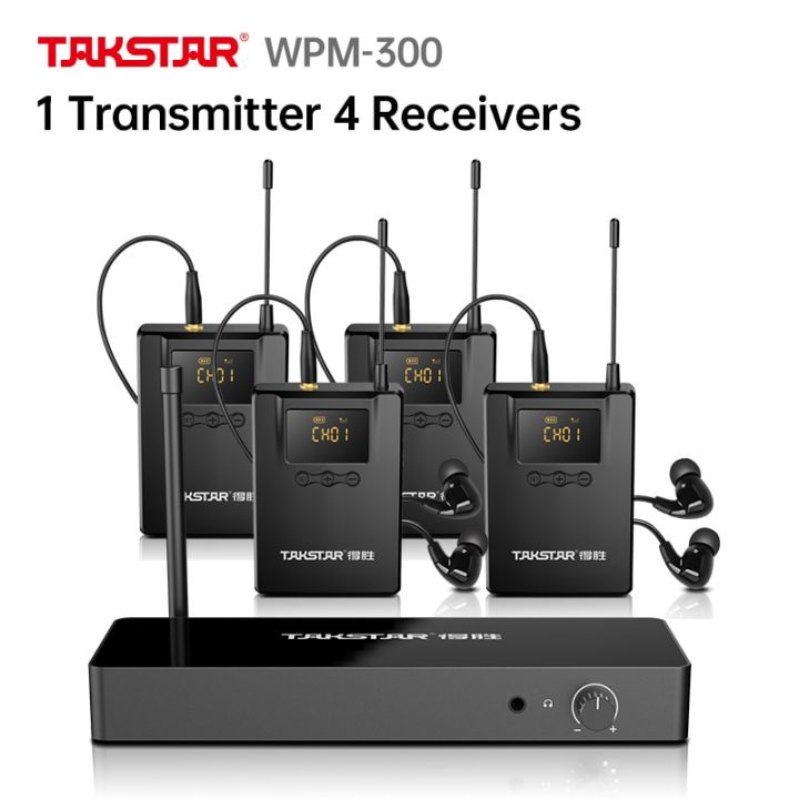 ระบบหูฟังมอนิเตอร์ไร้สายสเตอริโอ WPM-300 Takstar UHF 520-600MHZ ตรวจสอบ ...