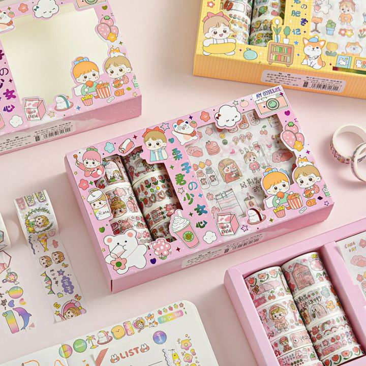 Cute Tape Sticker Gift Box Journal Set Cute Stickers Masking Tape ...
