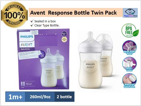 Avent Natural Response Bottle 9oz/260ml Twin Pack Clear(Original) | Lazada PH